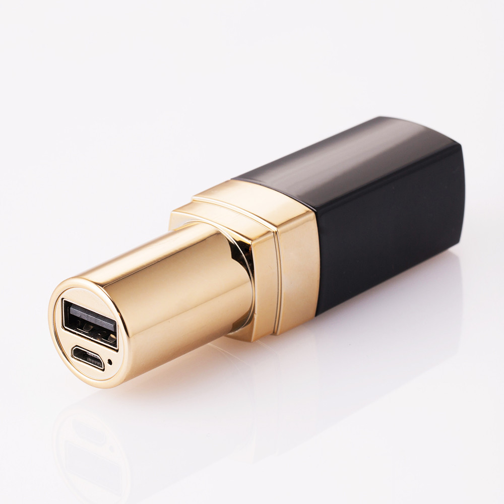 High Current Lipstick Portable Charger 2600mah With Black Color 25 * 25 ...